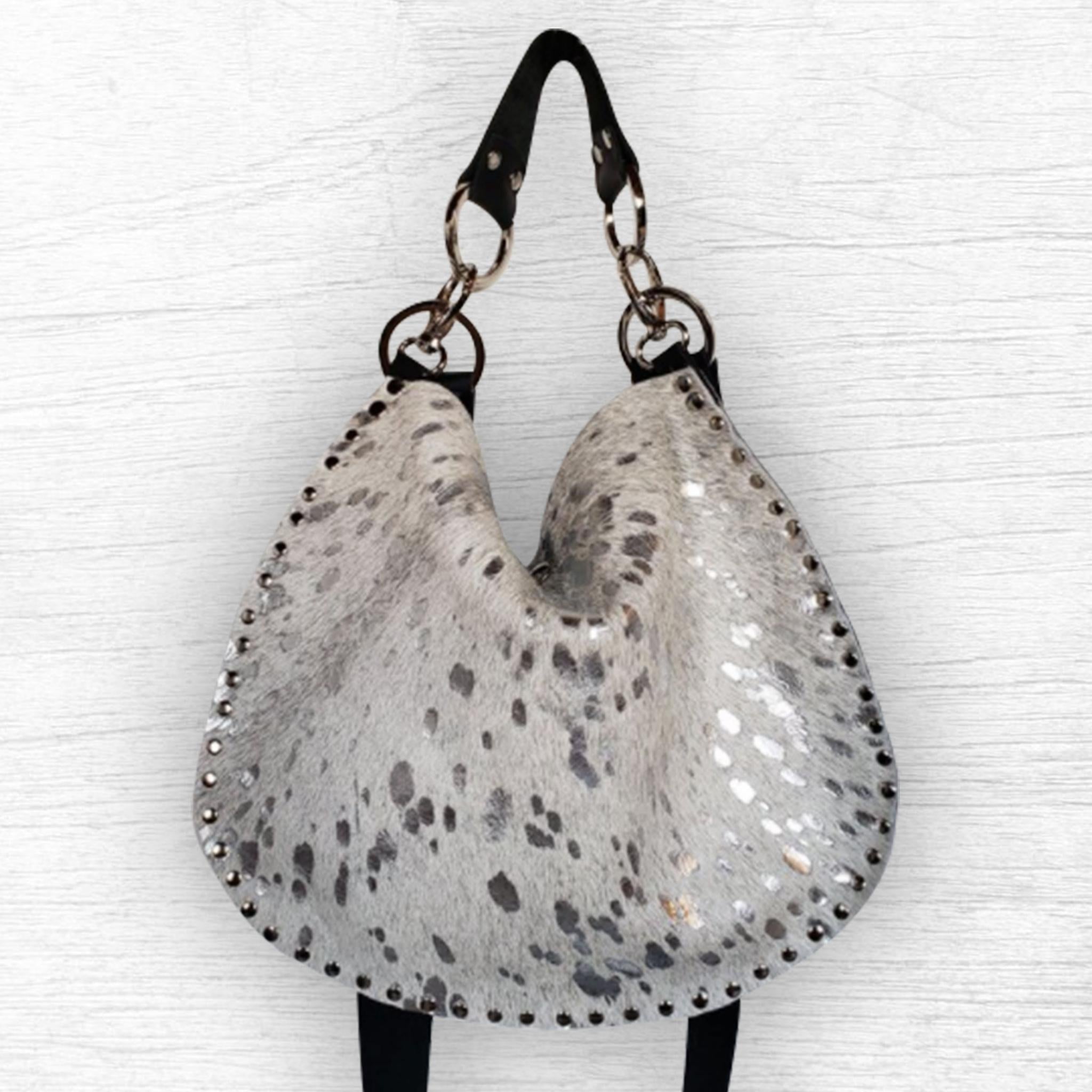 Medium X-Body | Acid Washed Cow Hide | Silver – Rebellion Bags